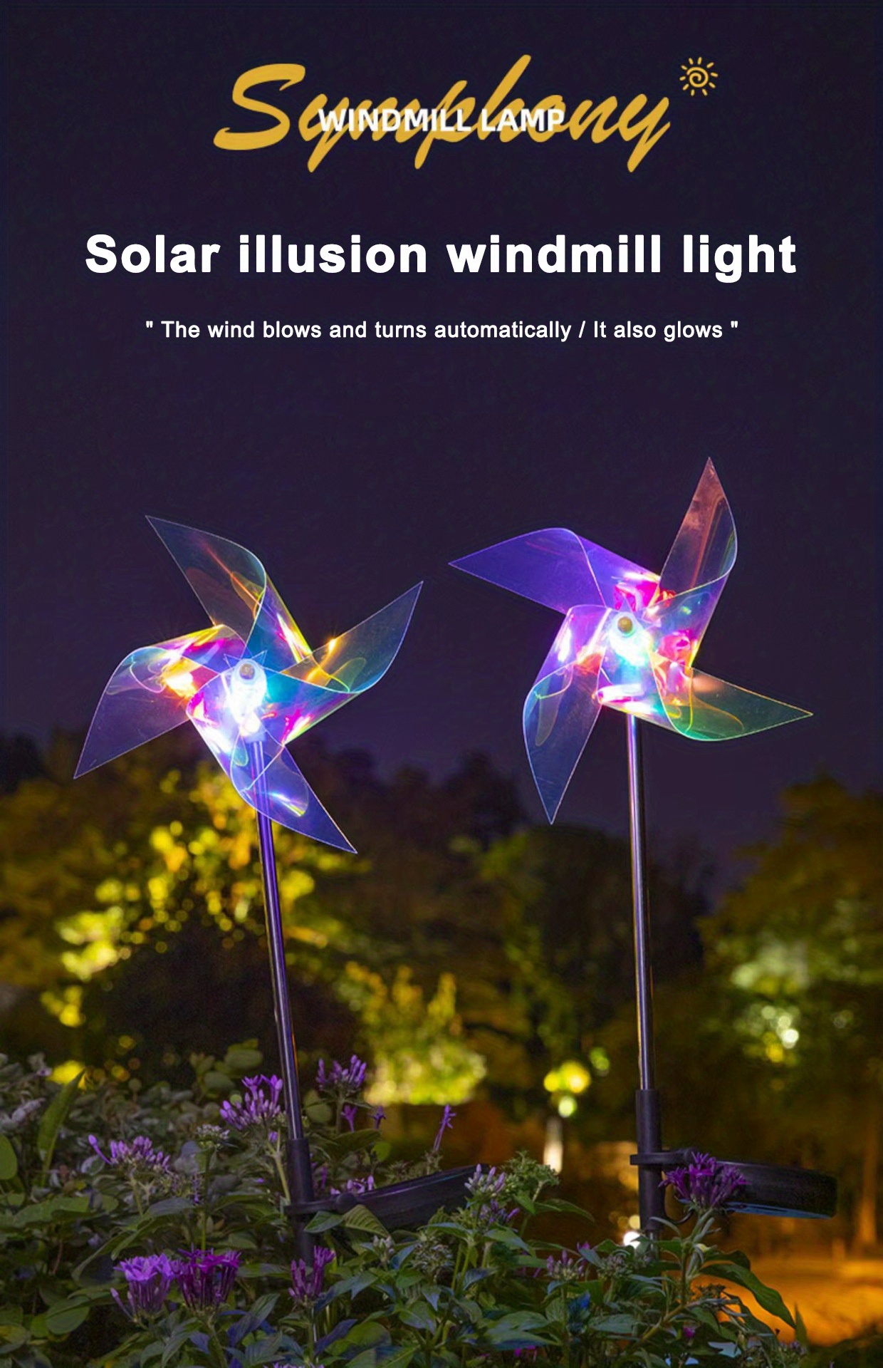 1pc Led Solar Light Windmill Plug In Lights 4 Leaf Rotation Outdoor ...