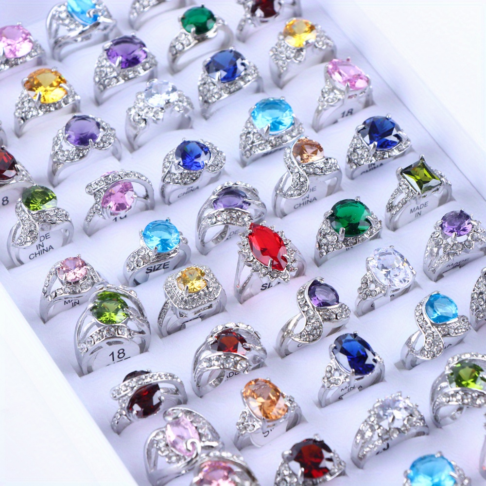 10pcs Bling Bling Ring Set Inlaid Rhinestone Multi Styles To Choose Mix ...