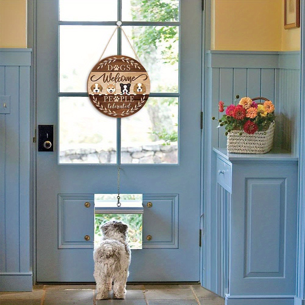 Adorable Farmhouse Dog Door Sign Funny Cartoon Pet Welcome - Temu ...