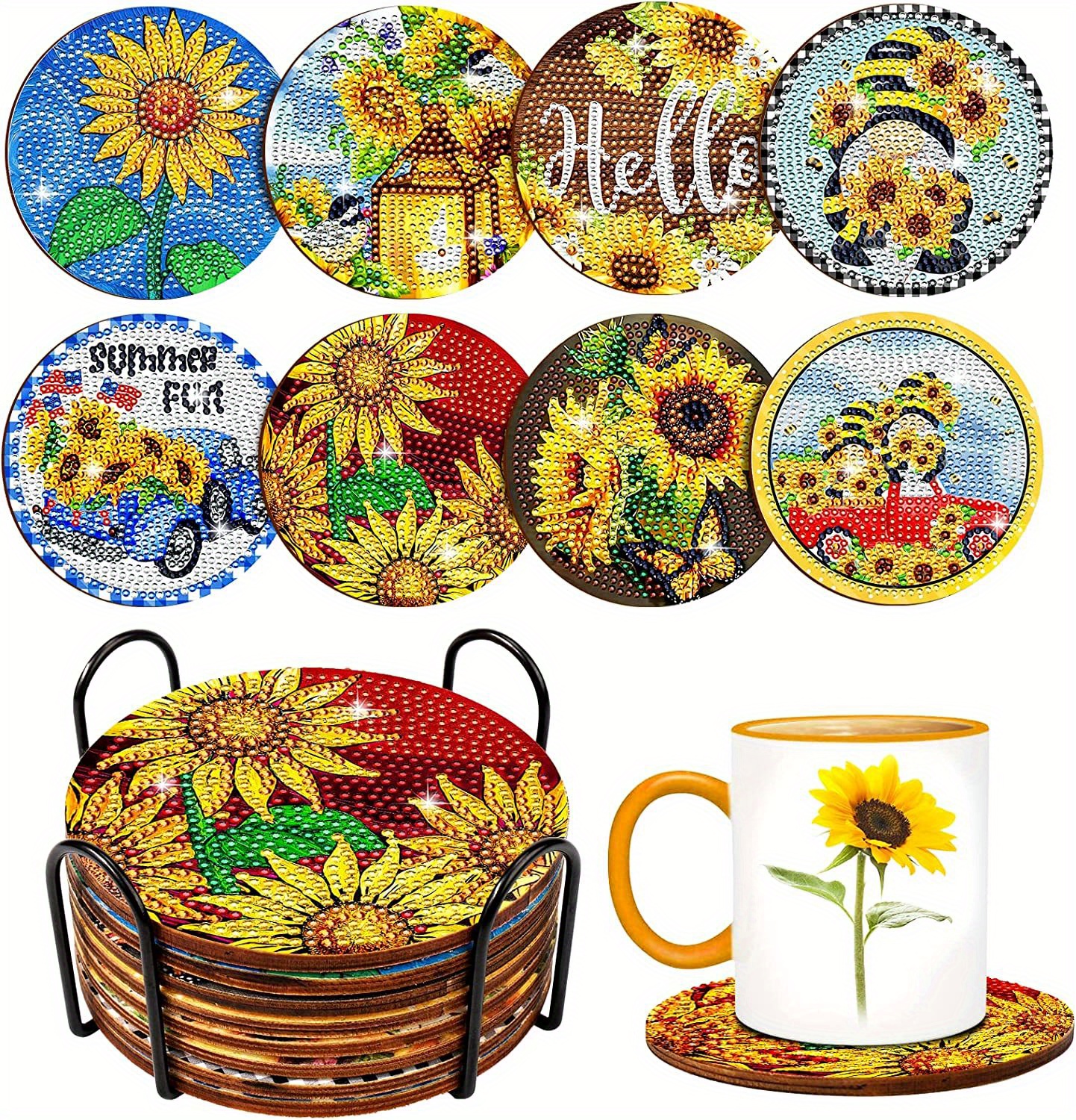 New Diy Cup Mat Set Sunflower Dwarf Stand - Temu Canada