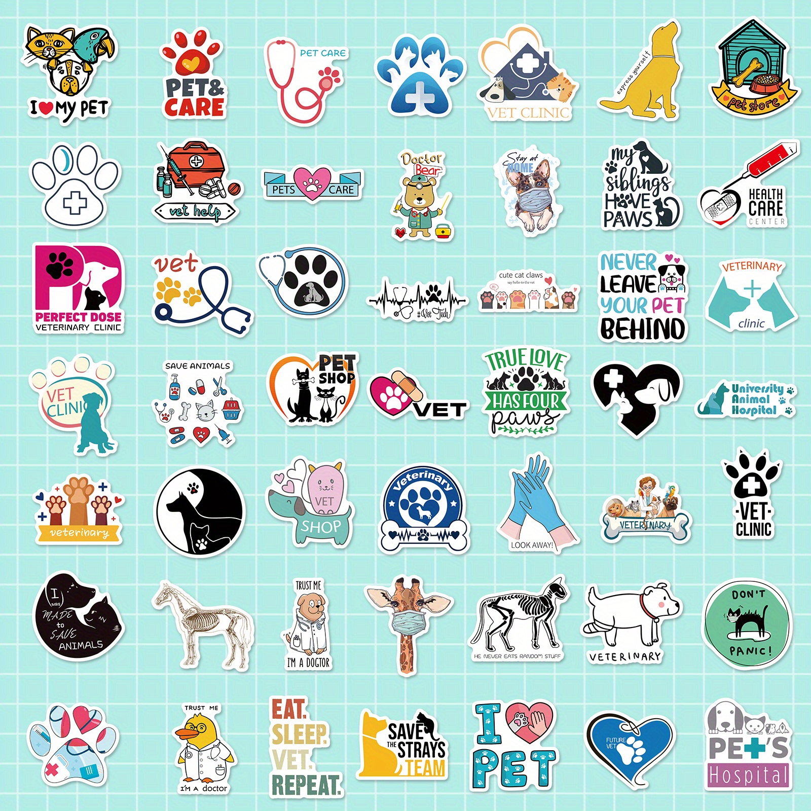 Veterinary Stickers Pack Cute Cartoon Treatment Animals - Temu