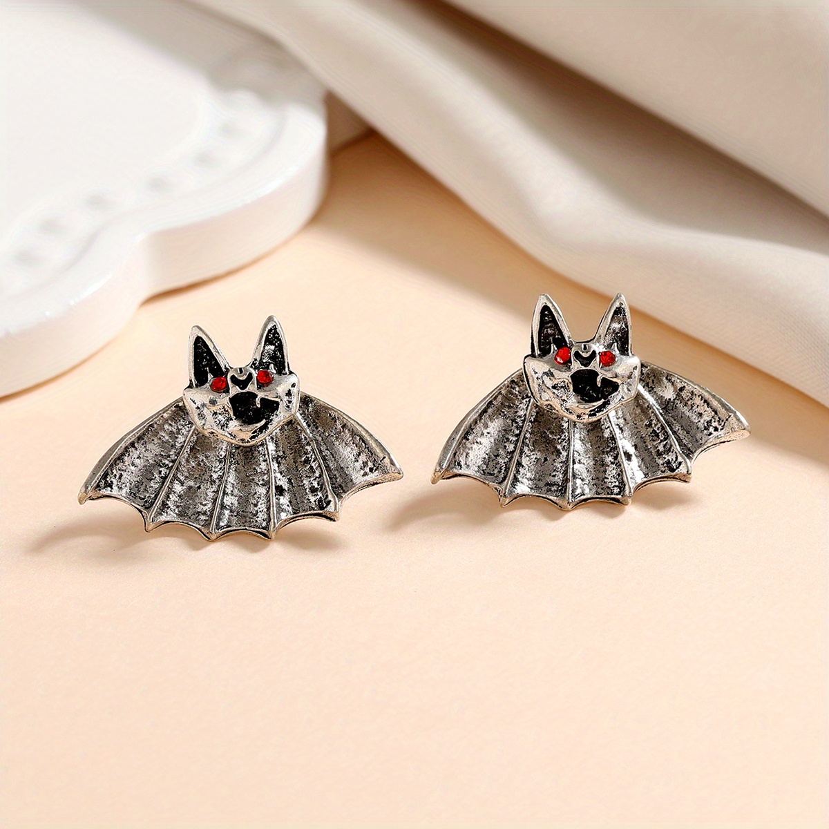 Halloween Red Eyed Bat Design Stud Earrings Goth Punk Style - Temu ...