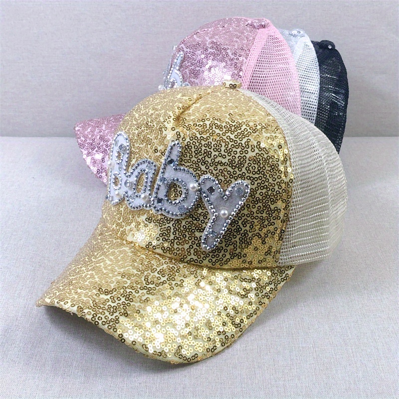 sequin baseball cap sparkling mesh breathable - Temu Australia
