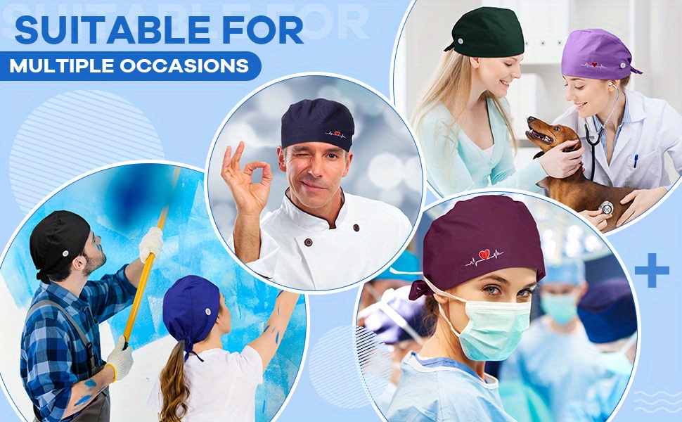 Elastic Adjustable Work Cap Cartoon Print Nurse Cap Casual - Temu United