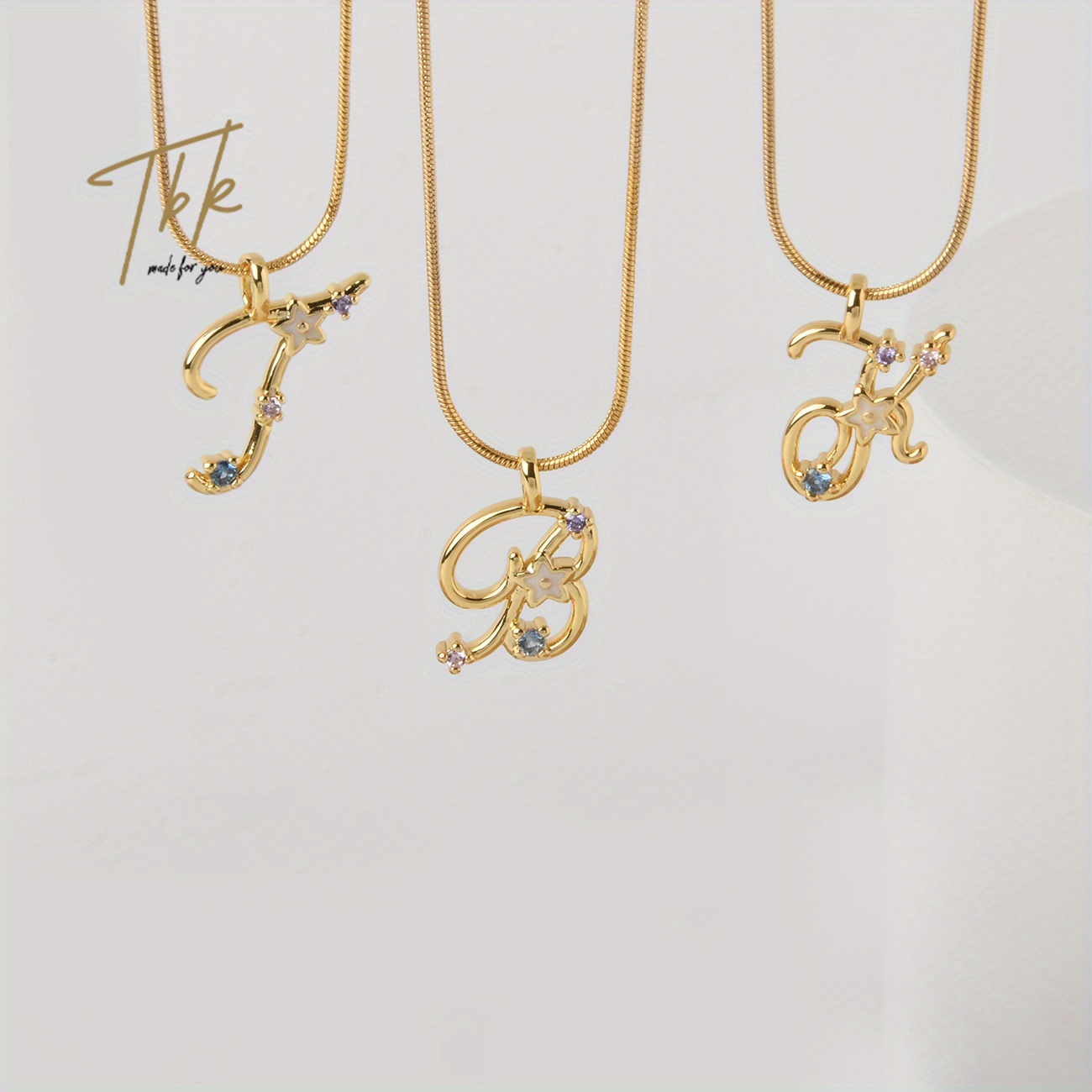 Sparkle Letter Pendant Plated Snake Bone Neck Chain Jewelry - Temu ...