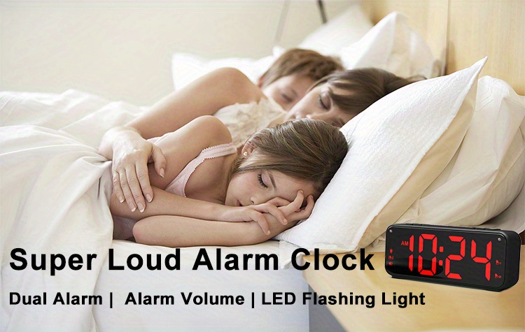 큰 숫자 Led 침대 시계 5 단계 0 100 밝기 조절기 12 24h 테이블 전자 데스크톱 디지털 알람 Temu