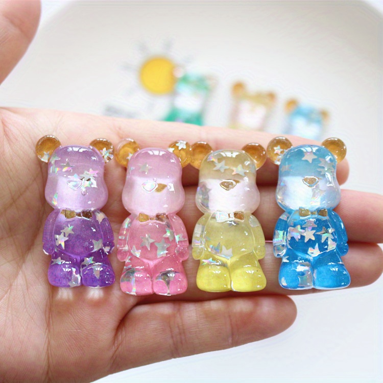 6pcs 만화 귀여운 작은 곰 수지 참조 Diy 수제 목걸이 팔찌 귀걸이 전화 걸이 자동차 병 장식 공예 보 Temu