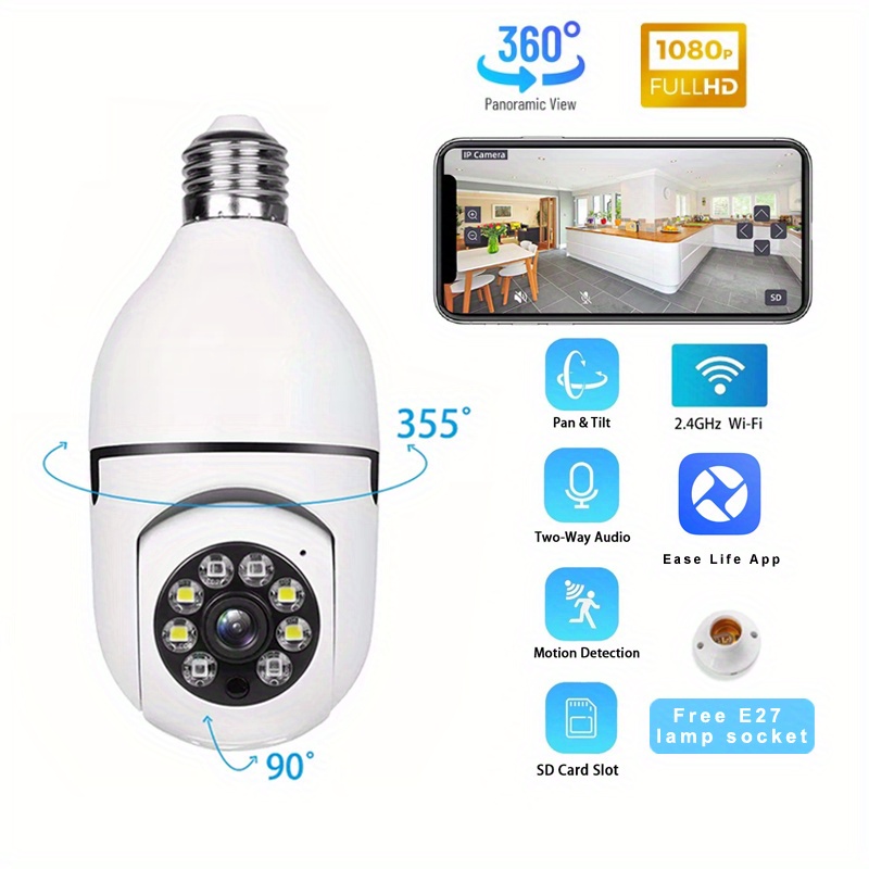 Cámaras De Bombilla De Luz Inalámbricas WiFi Interiores De 2 - Temu Mexico