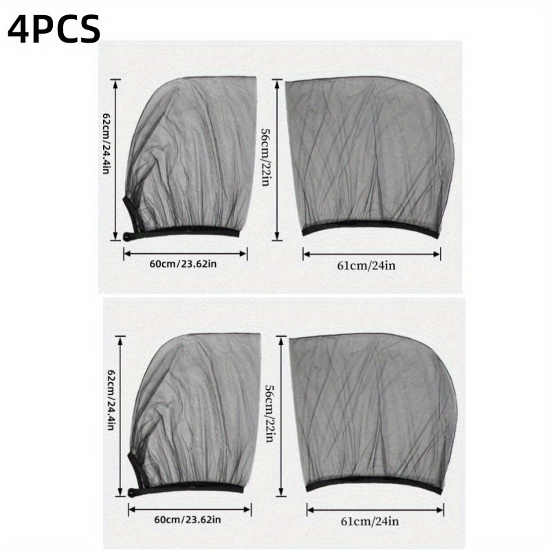 2 4pcs Car Window Shades Breathable Mesh Car Side Back Window Sun ...