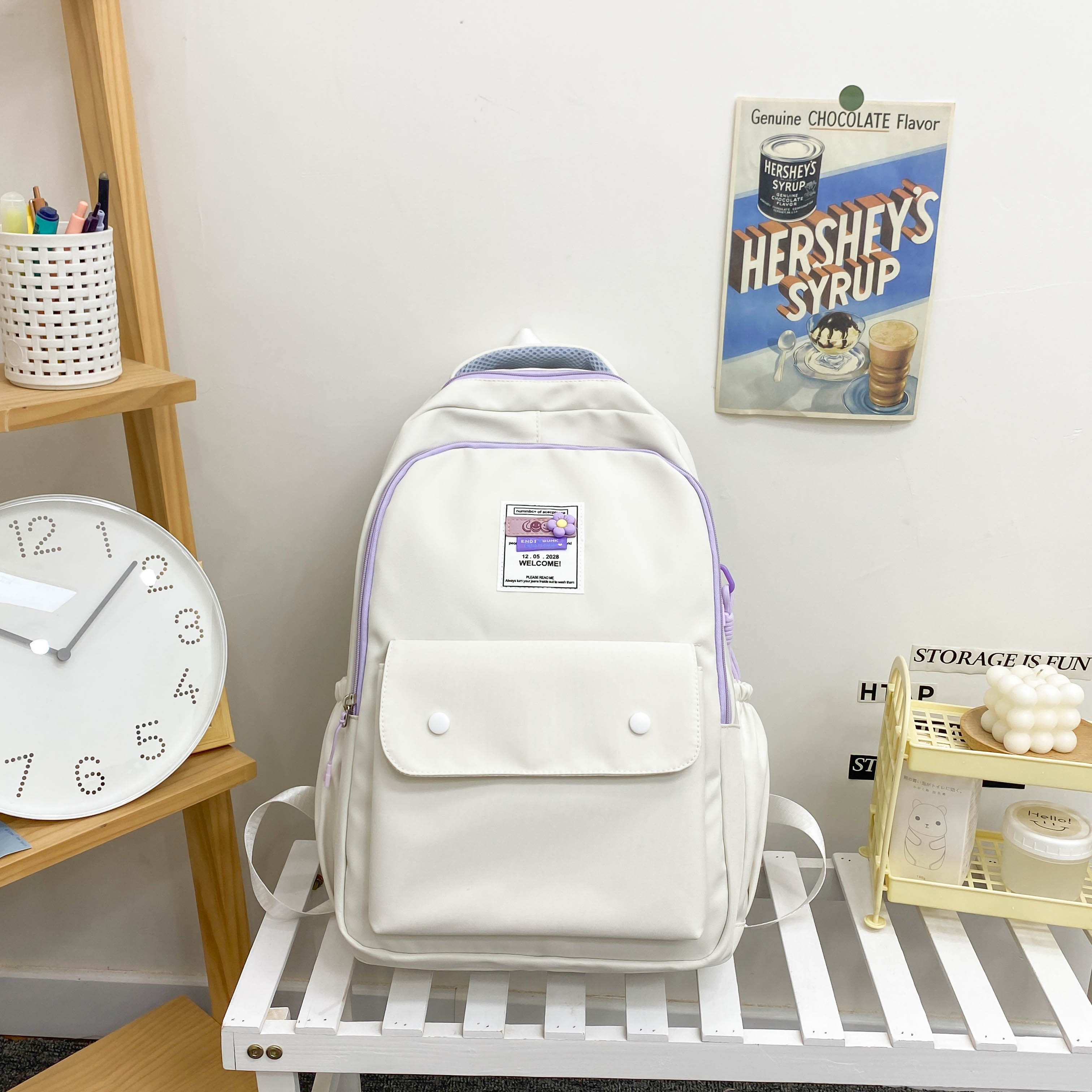 Simple Preppy Style Backpack Oxford Cloth School Bag Casual - Temu ...