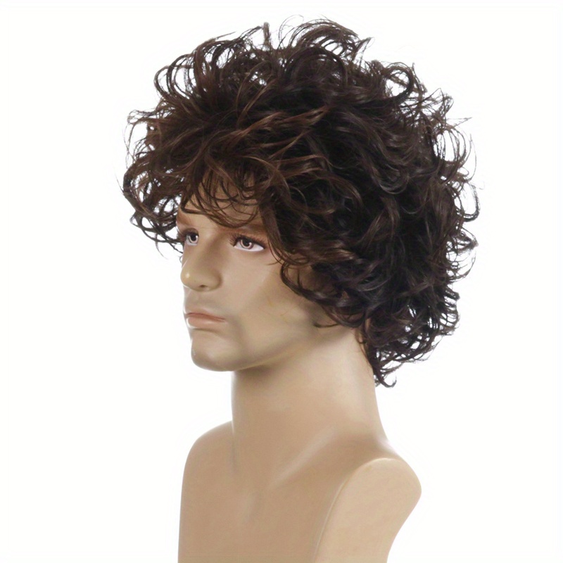 Natural Curly Synthetic Short Hair Mens Wigs Costume Wigs For Parties ...