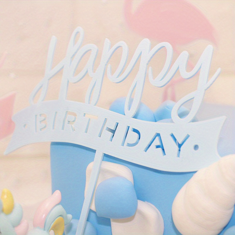 Happy Birthday Cake Topper Acrylic Macaron Color Happy - Temu United ...