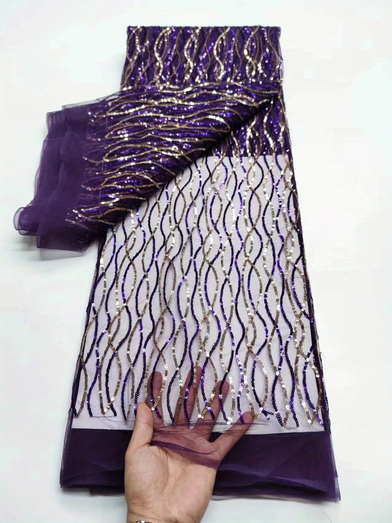 Diy Multi color Sequin Embroidery Fabric Lace Mesh Fashion - Temu New ...