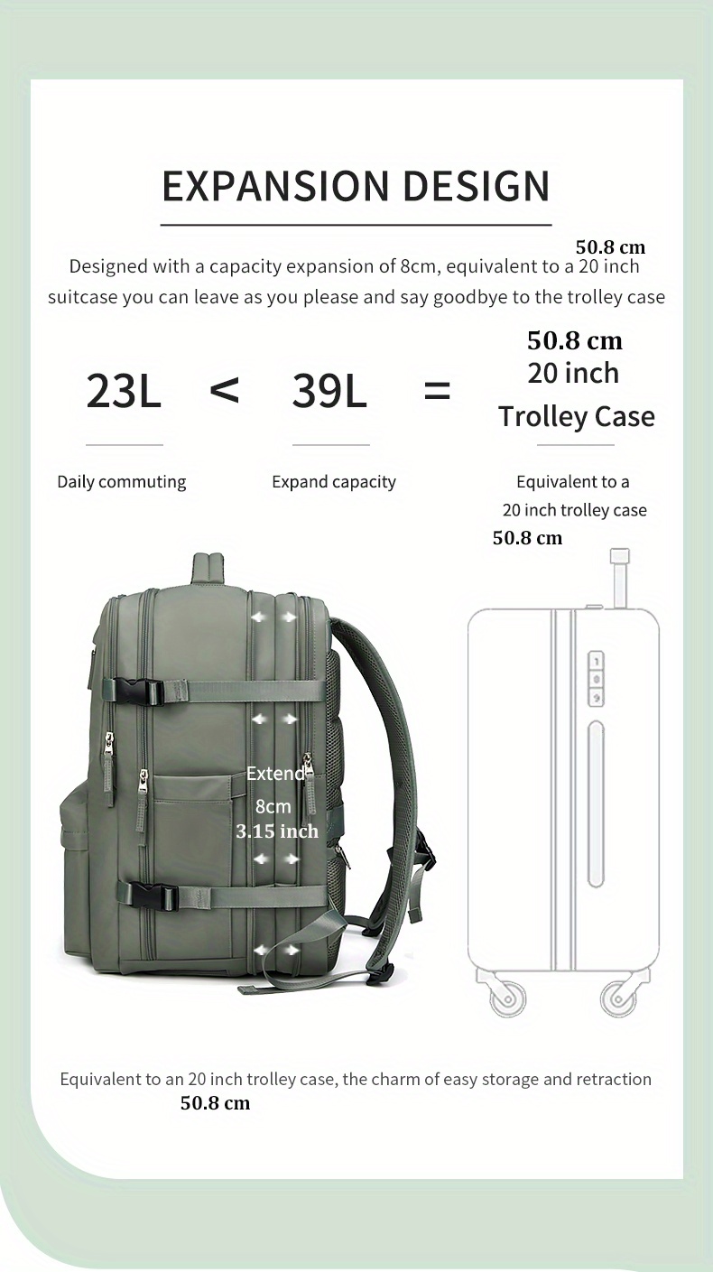 Expansion Design Large Capacity Backpack Nylon Lightweight - Temu Portugal