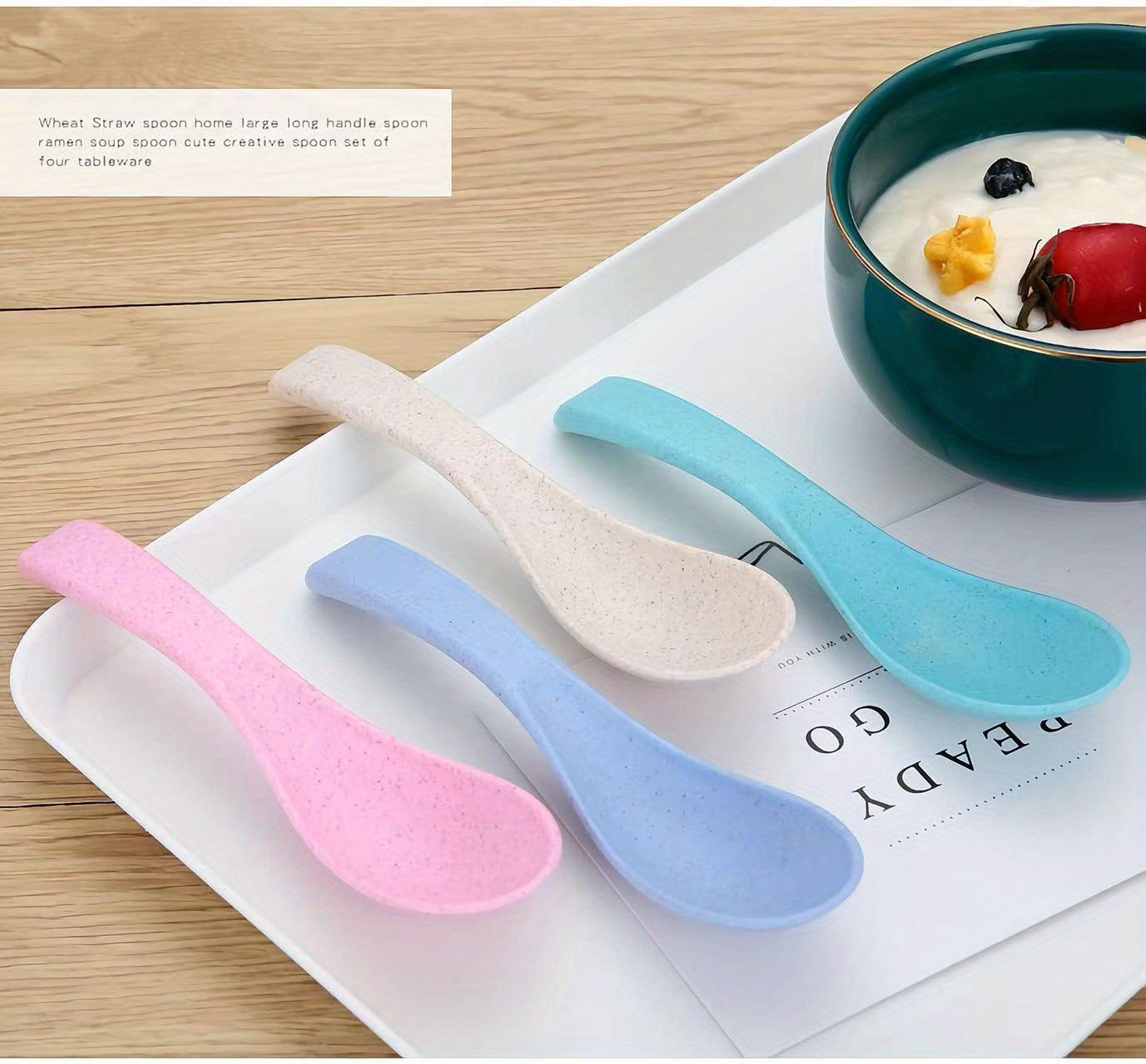 wheat straw colourful soup spoon household restaurant coffee - Temu New ...