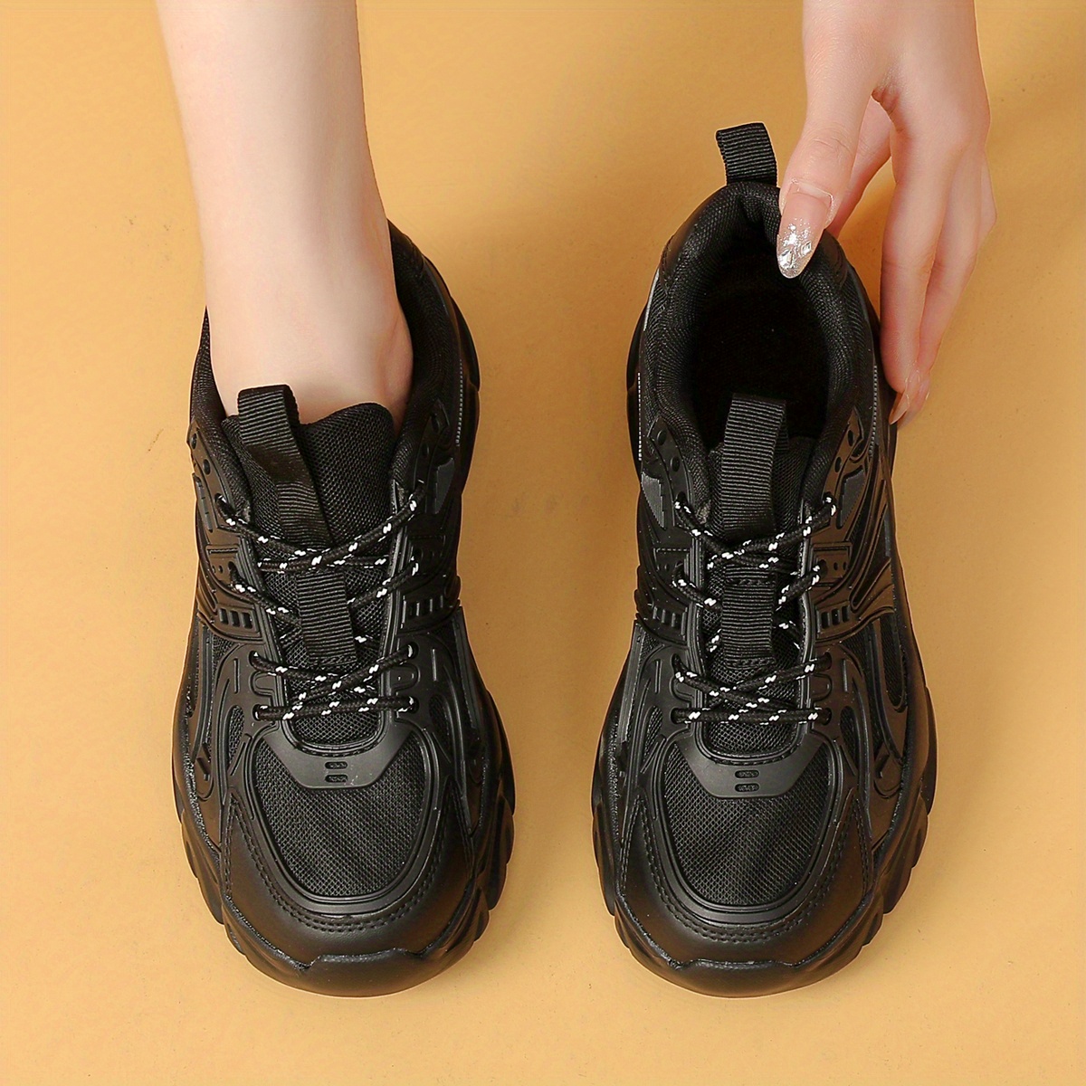 Womens Solid Color Mesh Sneakers Lace Low Toe - Temu United