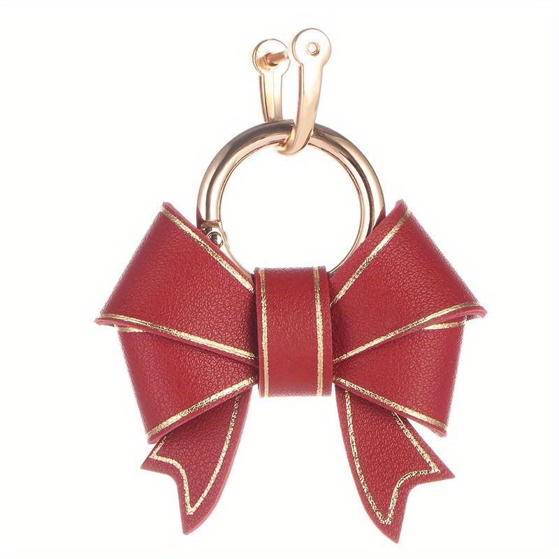 Cute Bow Keychain Pu Leather Key Chain Ring Purse Bag - Temu United Kingdom
