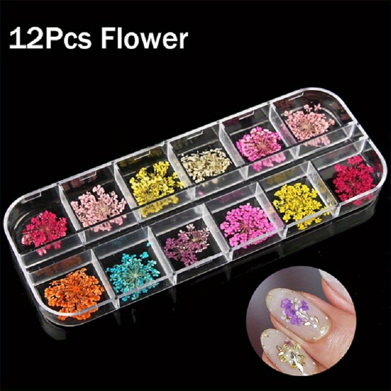 12 3d Dried Flower Nail Charms Kit self Adhesive Nail - Temu United Kingdom
