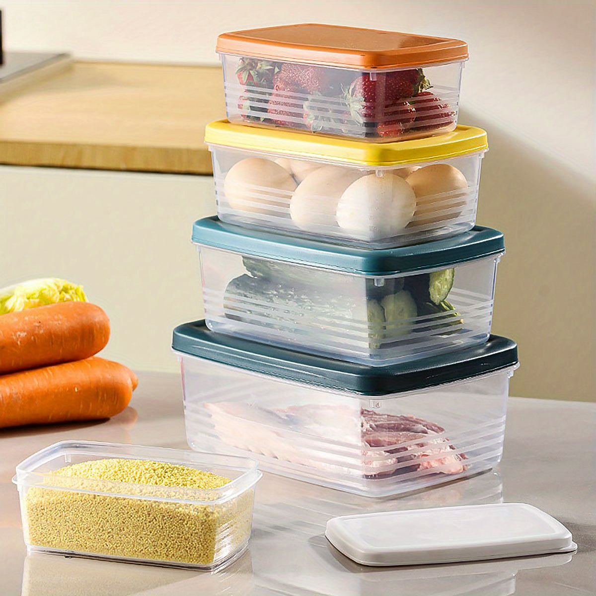 Refrigerator Organizer Food Containers Lid Stackable - Temu Canada