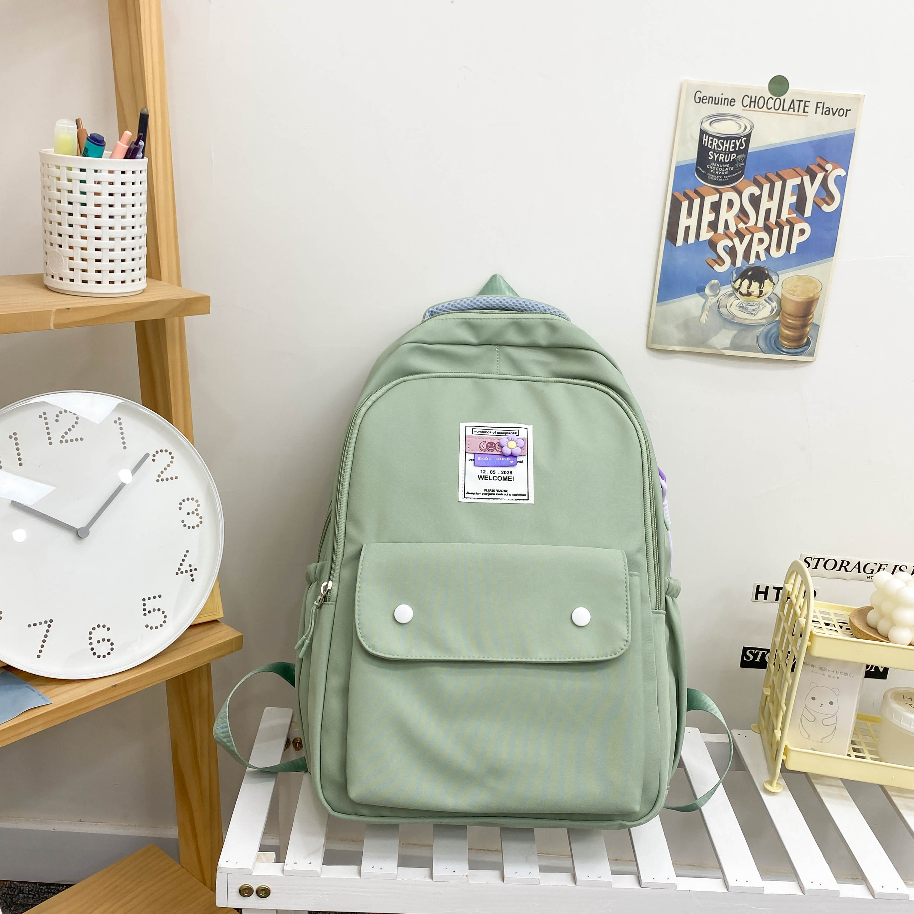 Simple Preppy Style Backpack Oxford Cloth School Bag Casual - Temu ...