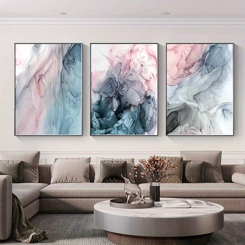 Unframed Canvas Poster Modern Art Blue Pink White Ink - Temu United Kingdom