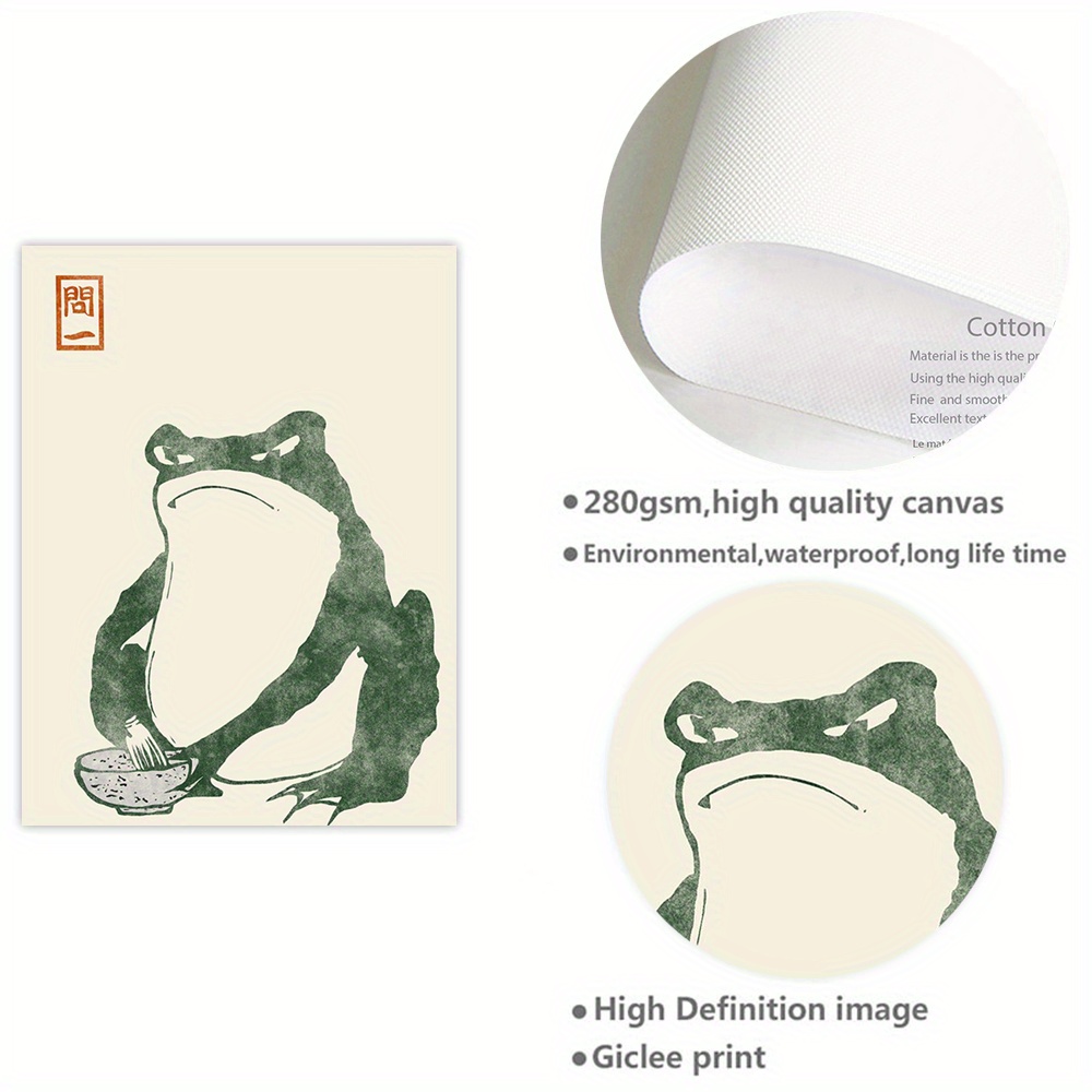 Japanese Frog Picture Canvas Print Toad Poster Frog Wall Art - Temu ...