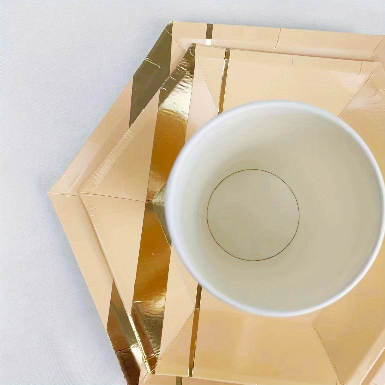 Hexagon Golden Stripe Mint Peach Paper Tableware Set - Temu Australia