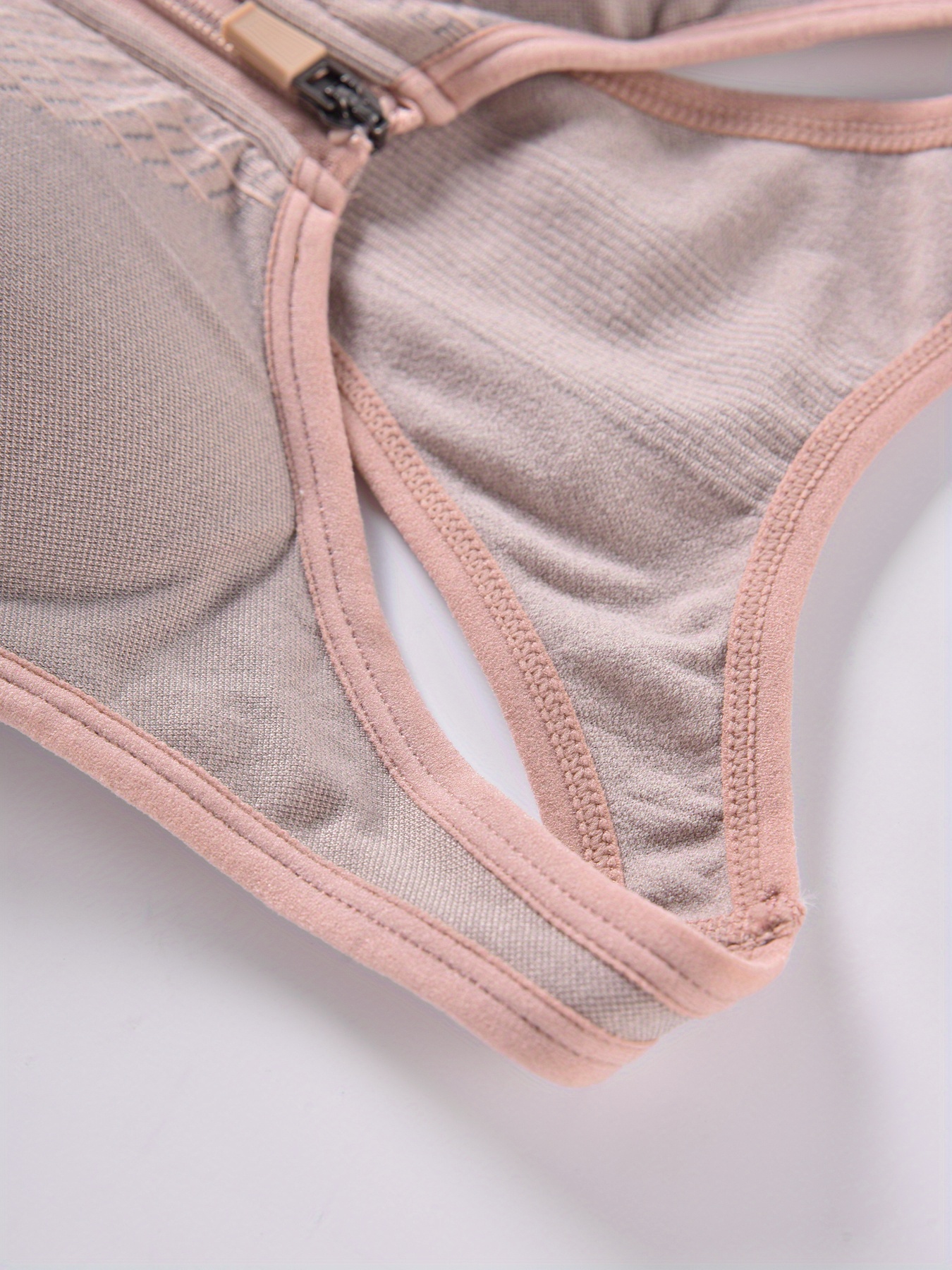 Colorblock Zipper Sports Bra Comfy Breathable Push - Temu