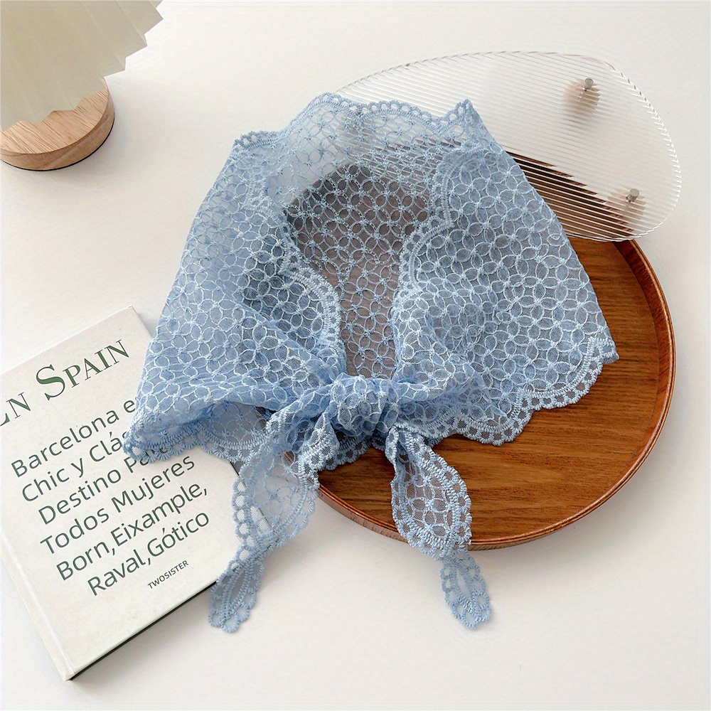 Embroidery Circle Triangle Scarf Solid Color Hollow Out - Temu Australia