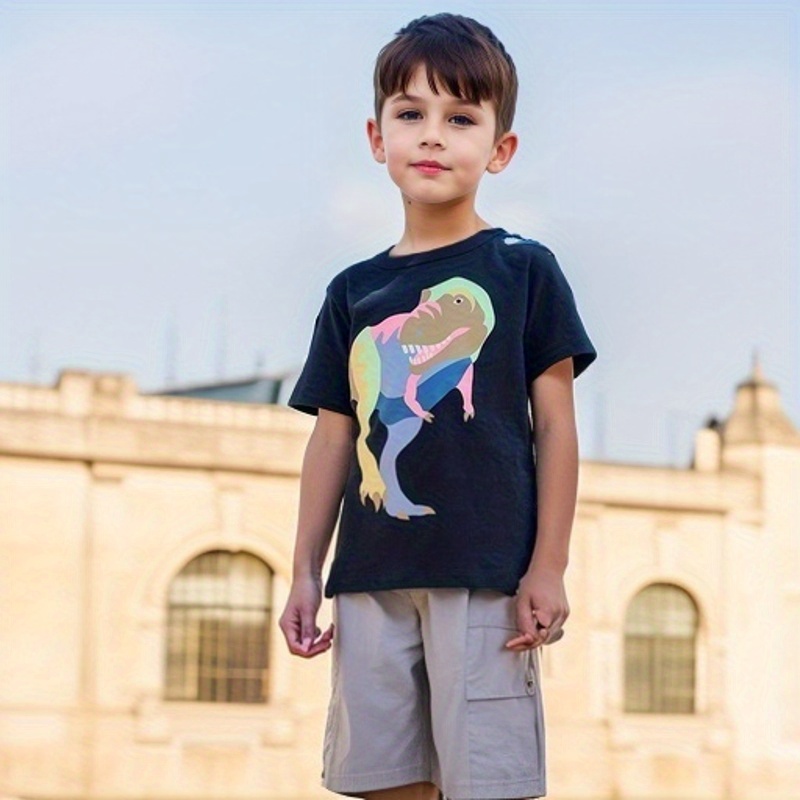 Colorful Dinosaur Print T Shirt Tees Kids Boys Casual Short - Temu United Kingdom