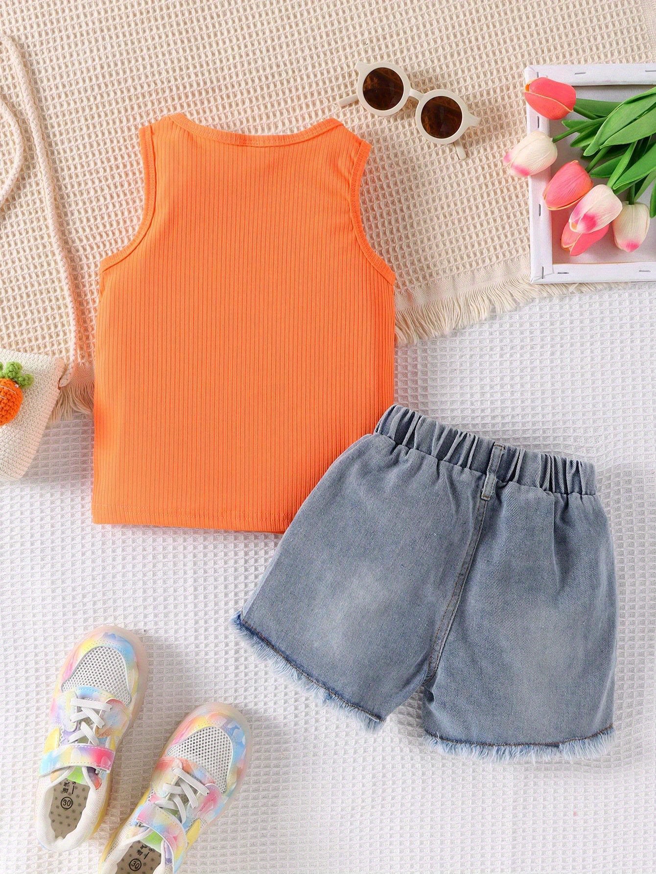 girl' style ribbed top sequin patched denim - Temu Australia