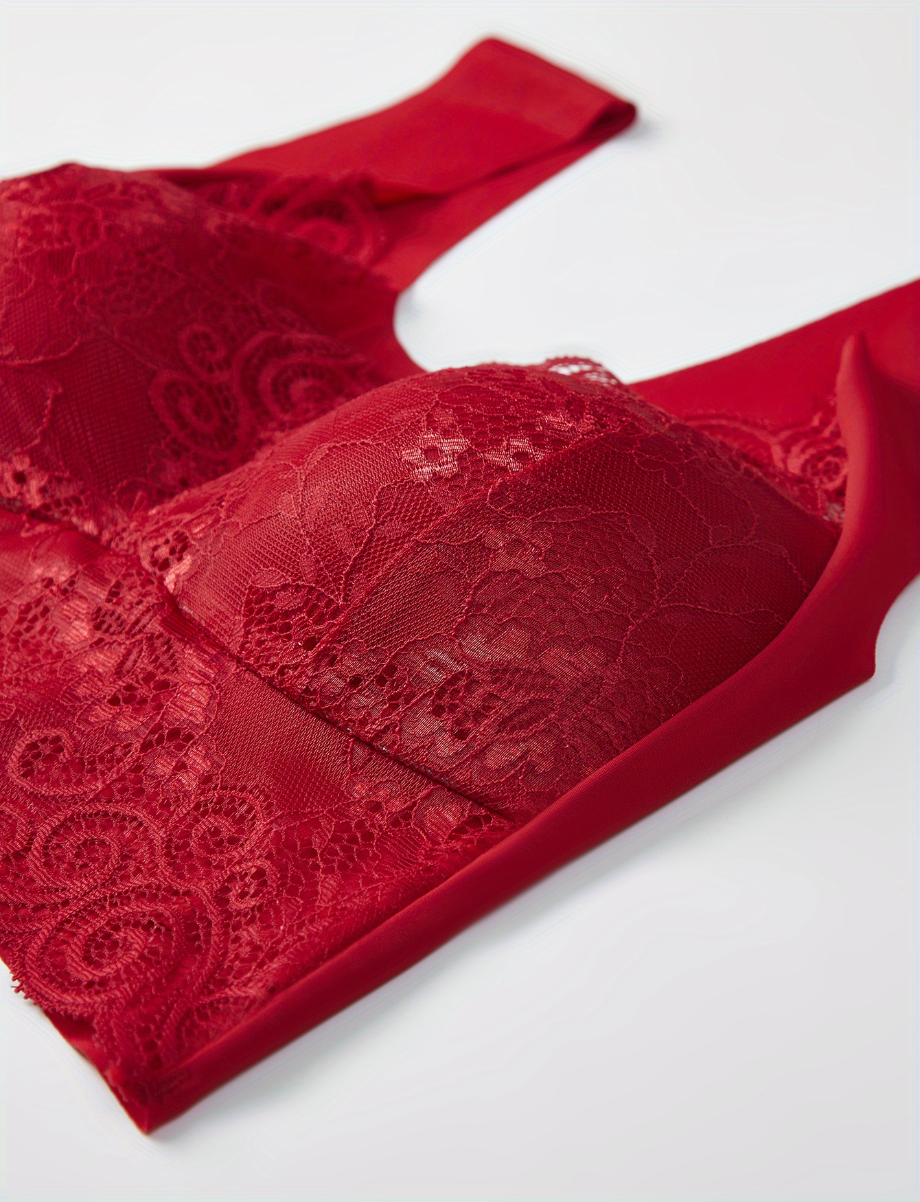 Contrast Lace Wireless Bra Elegant Scallop Trim Intimates - Temu South ...