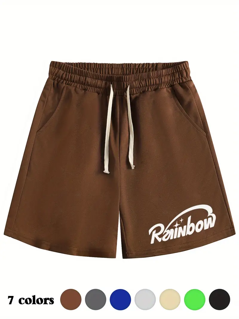 Rainbow Print Mens Shorts Casual Slightly Stretch Breathable