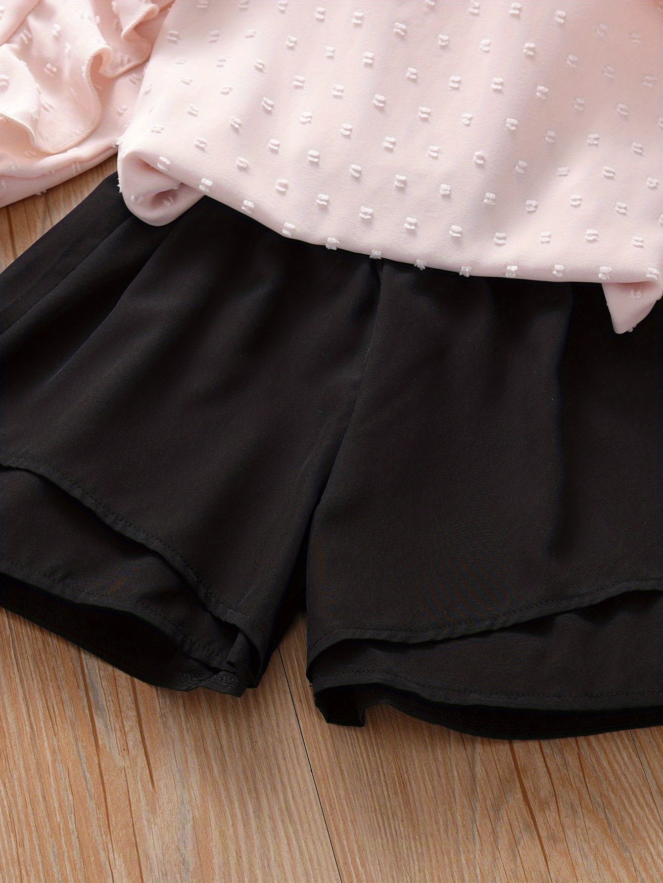 Girls Ruffle Decor Shirt Multi layers Shorts Set Bow Decor - Temu Norway