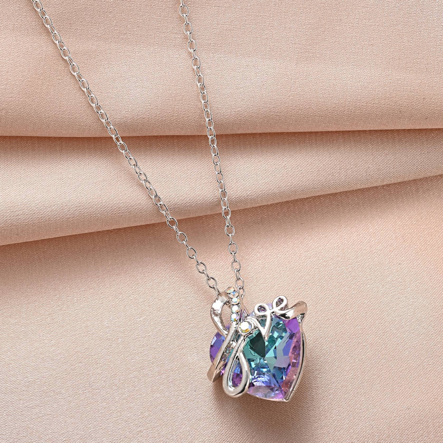 Fashionable Exquisite Heart Shaped Crystal Necklace Elegant - Temu Ireland