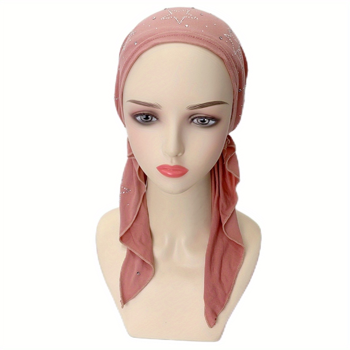 Rhinestone Star Decor Head Wraps Solid Color Turban Elastic - Temu ...