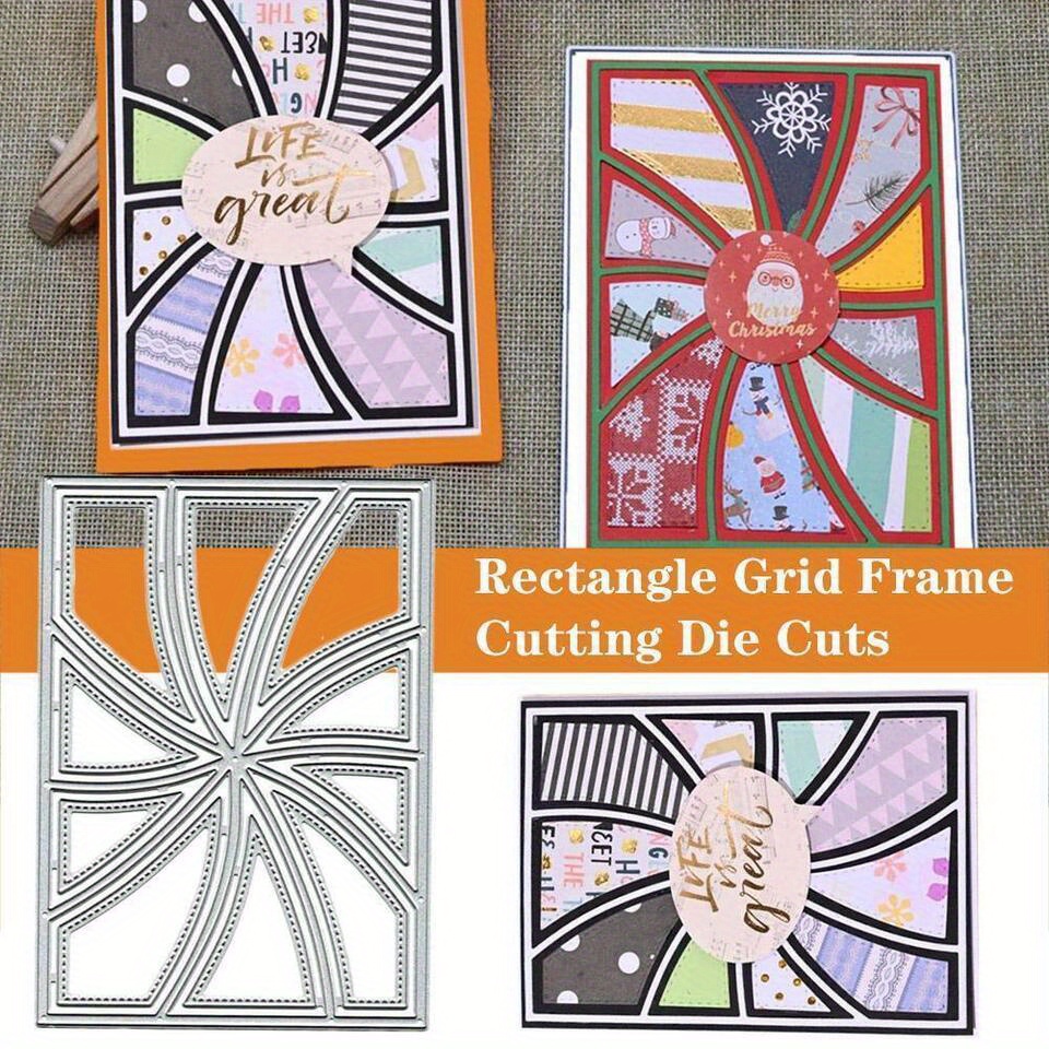 1pc Diy 직사각형 그리드 프레임 금속 커팅 다이 스텐실 배경 엠보싱 프로세스 스크랩북 카드 만들기 스크 Temu