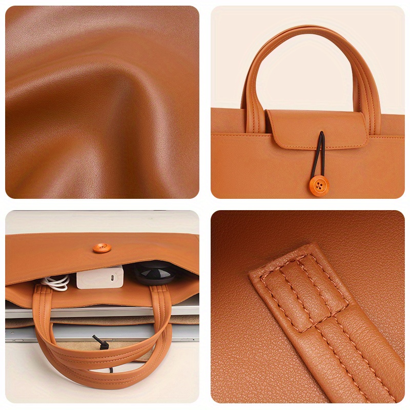 Pu Leather Laptop Bag Waterproof Laptop Cover Handle - Temu United Kingdom