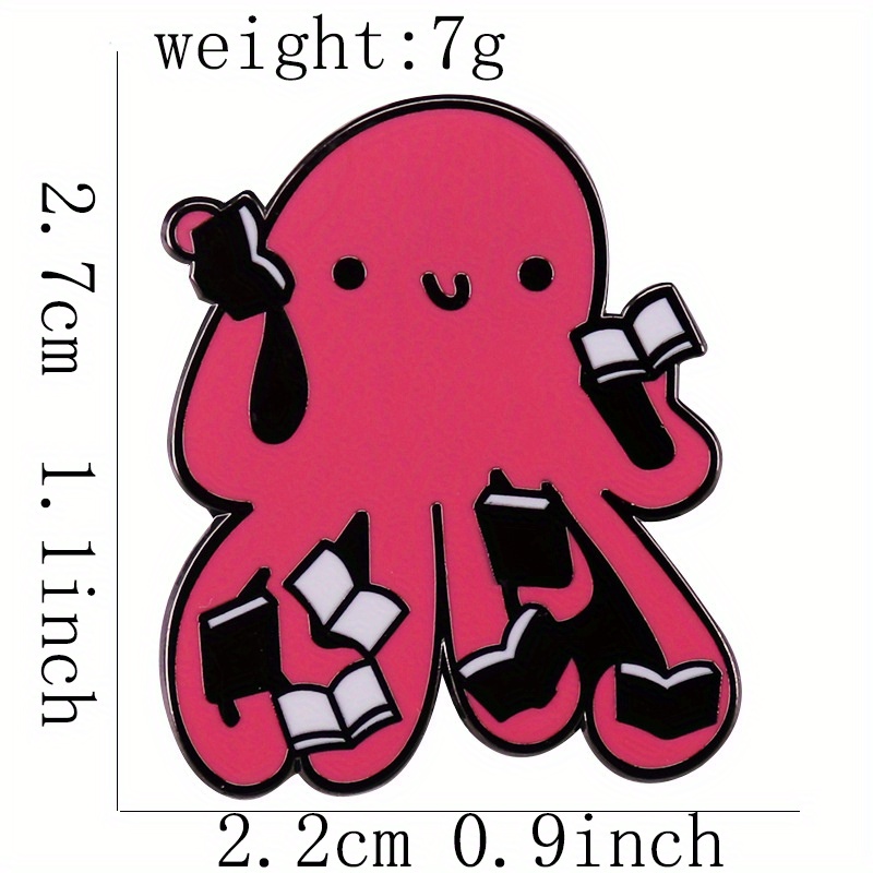 Cute Cartoon Octopus Reading Book Brooch Cute Metal Enamel - Temu Australia