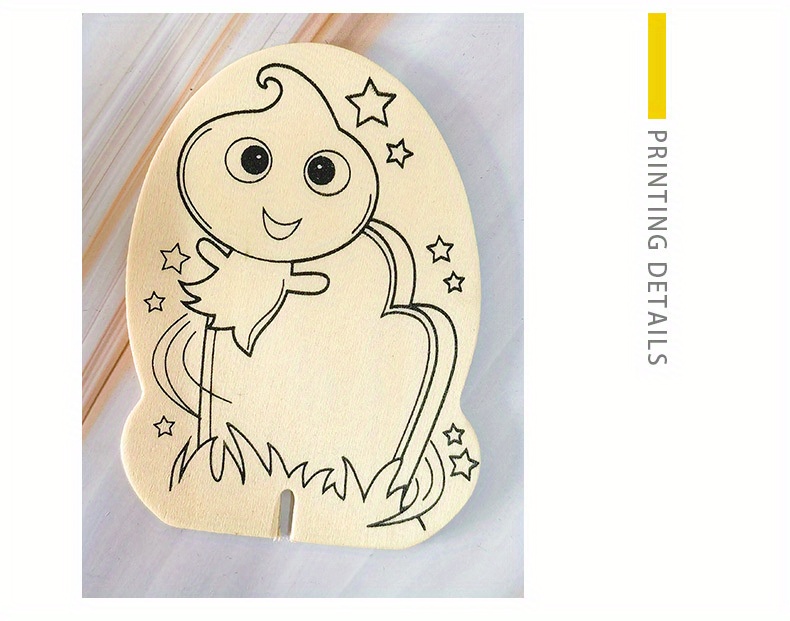 할로윈 마녀 그림 세트 색상과 기호로 채워진 나무 칩 손으로 그린 Diy 수제 재료 가방 유치원 낙서 보드 그림 데스크탑