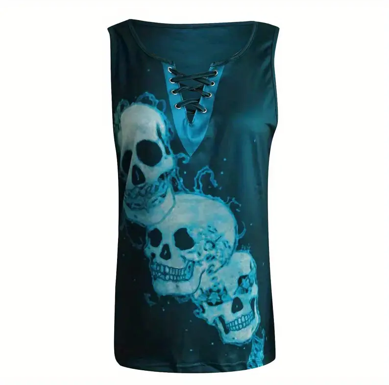 Skull Print Tank Top Y2k Sleeveless Tank Top Spring Summer Temu