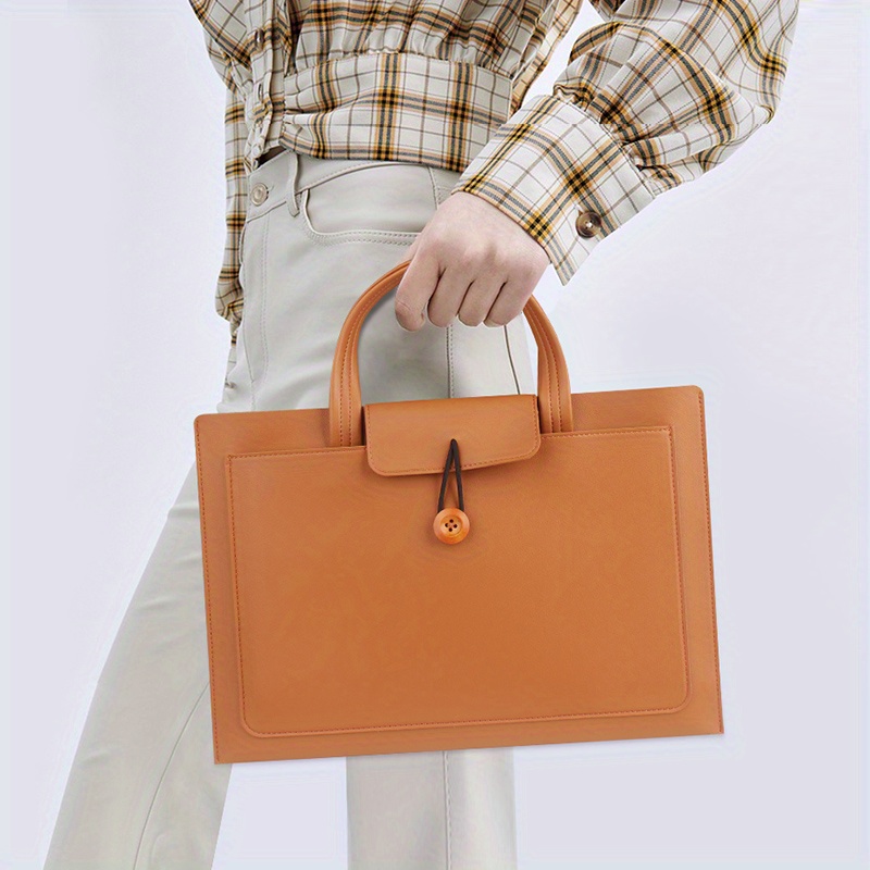 Pu Leather Laptop Bag Waterproof Laptop Cover Handle - Temu United Kingdom