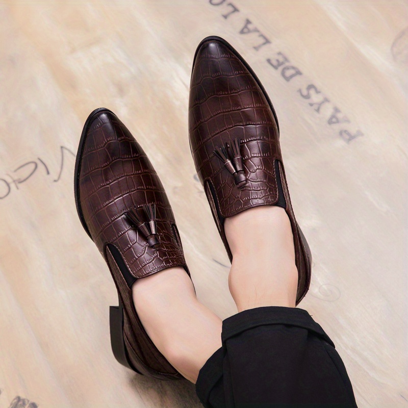 Mens Tassel Loafer Shoes Casual Croc Effect Non Slip Slip On Shoes Mens ...