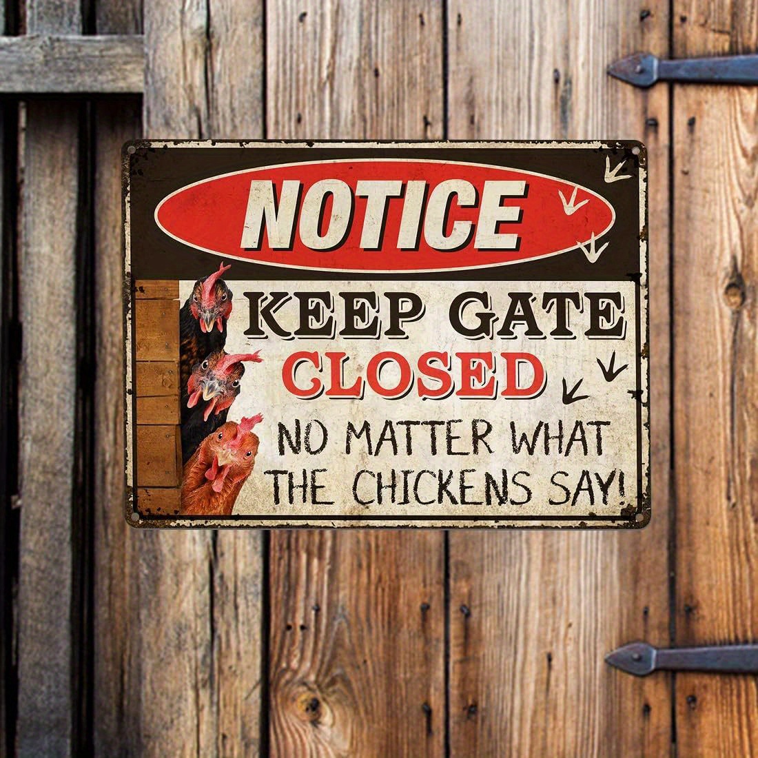 Warning Chicken Signs Coop Funny Outdoor Keep Gate Closed No - Temu ...