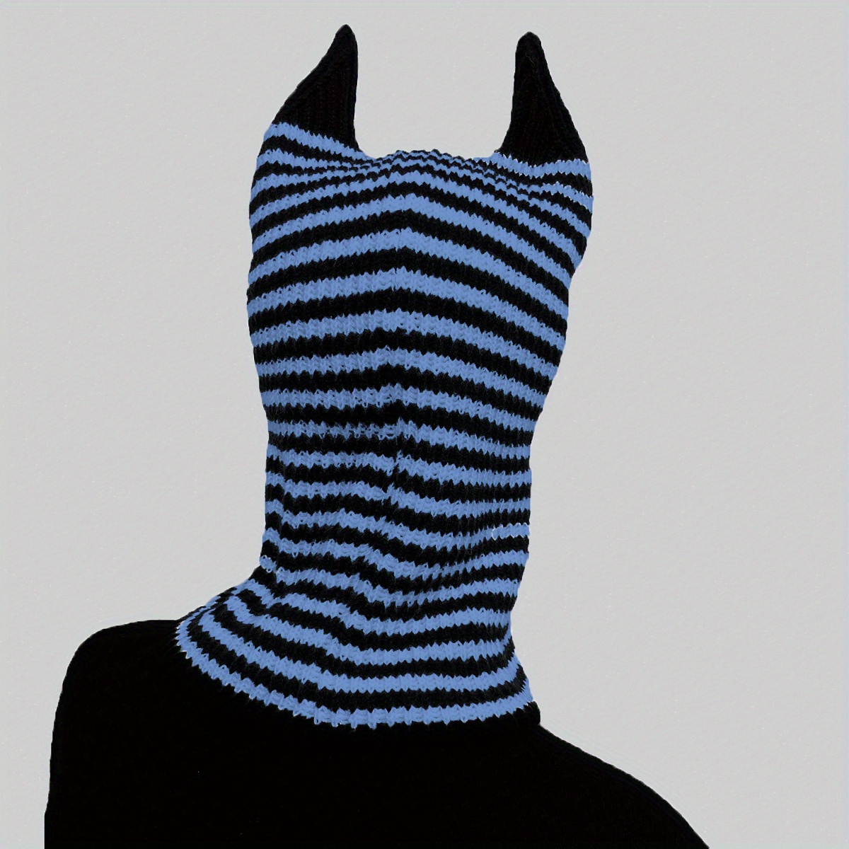 Warm Striped Horn Balaclava Ski Mask Unisex Hip Hop Beanie - Temu ...