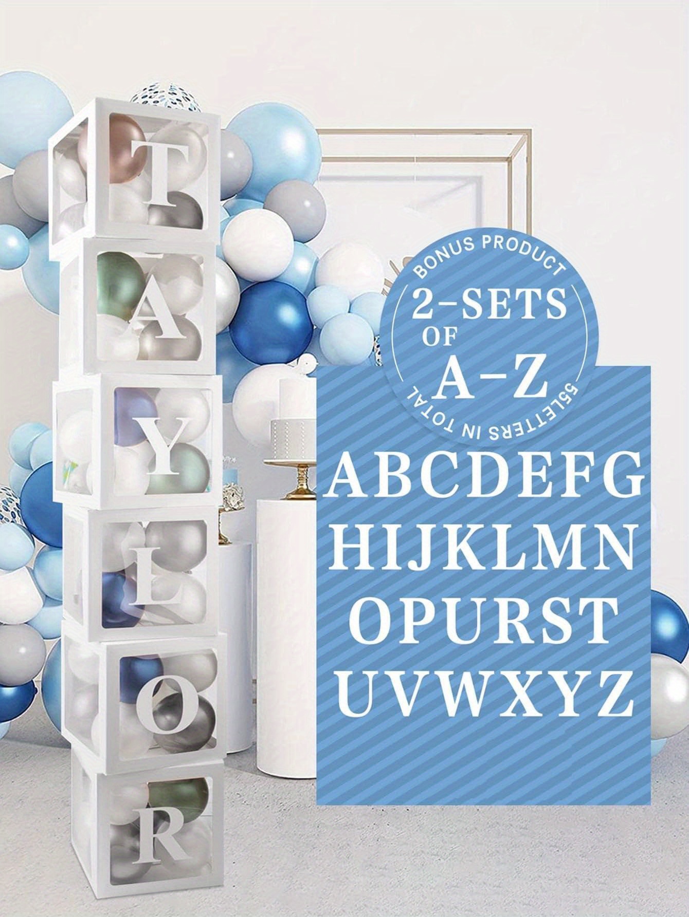 balloon box decorations (6 white boxes) 52 letters ( a z) - Temu Australia