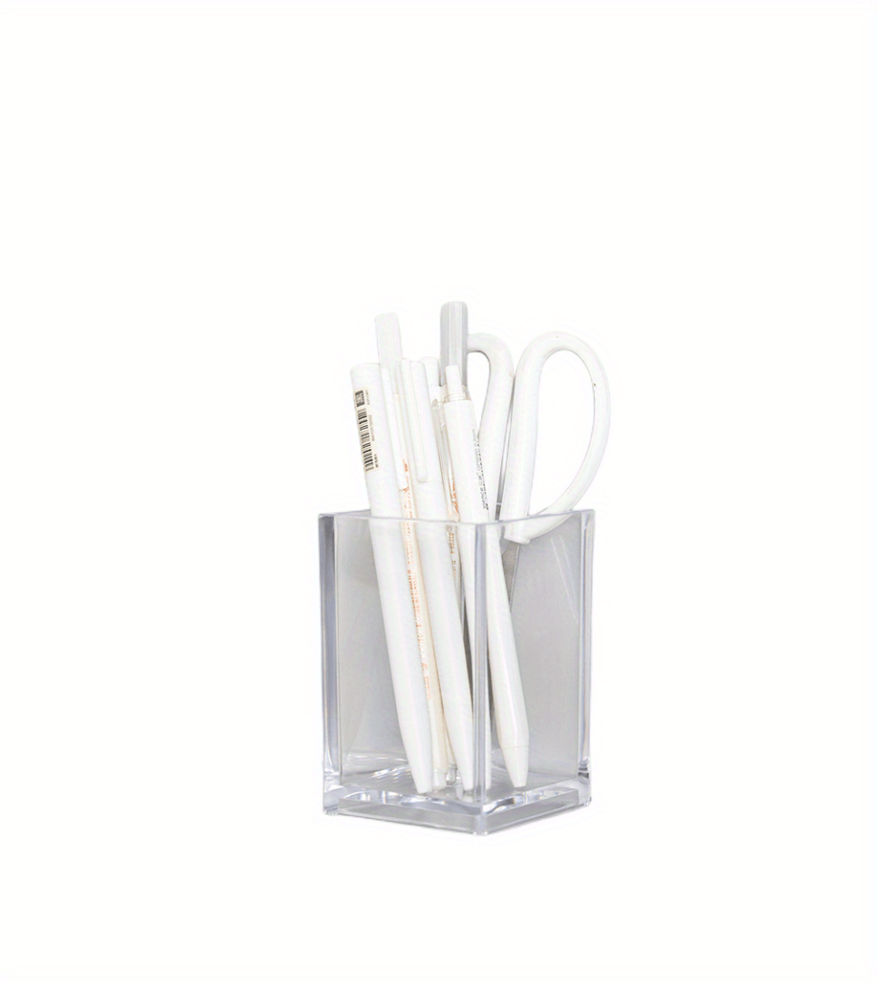 square acrylic transparent pen container in study - Temu Australia