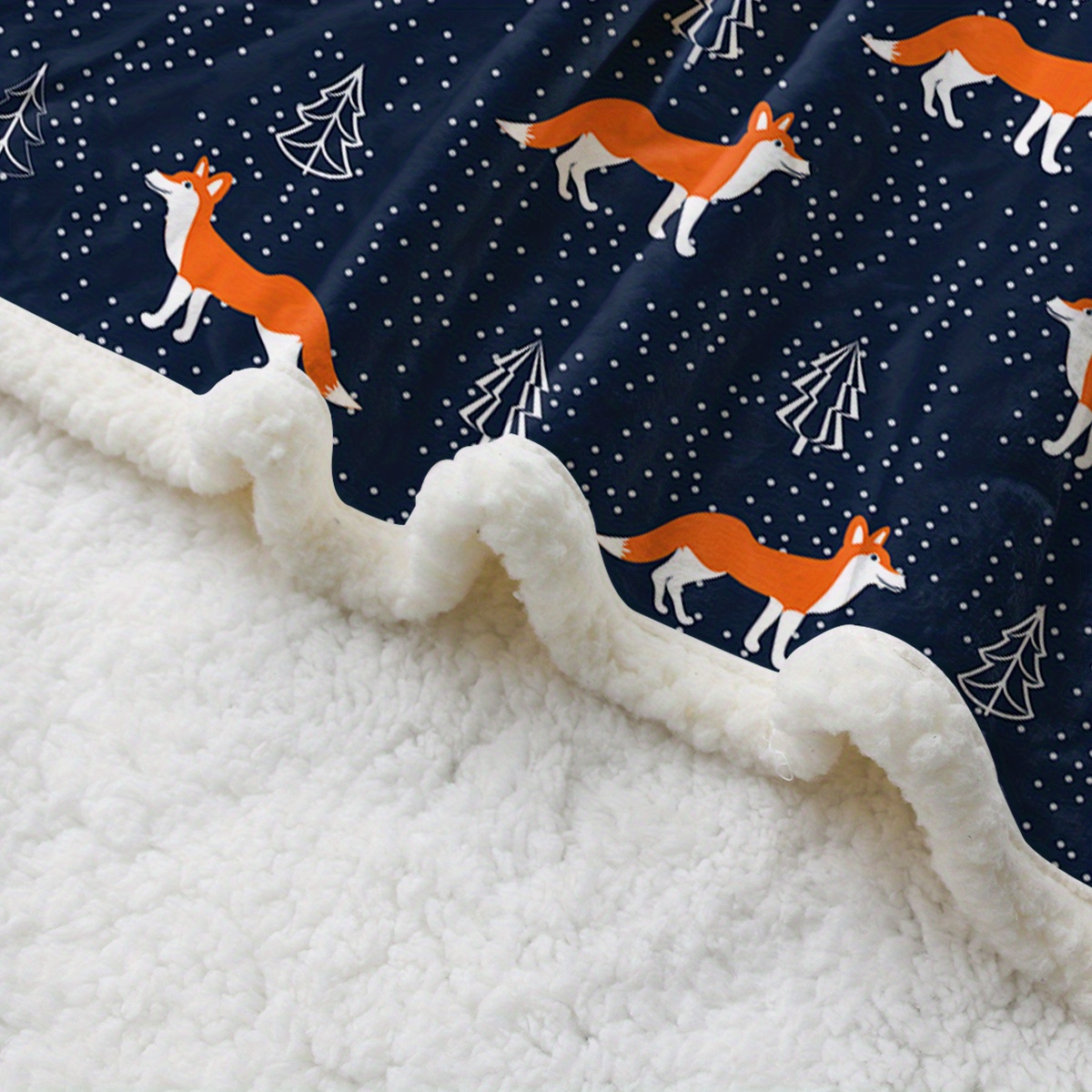 Cartoon Fox Print Sherpa Blanket Soft Comfortable Throw - Temu
