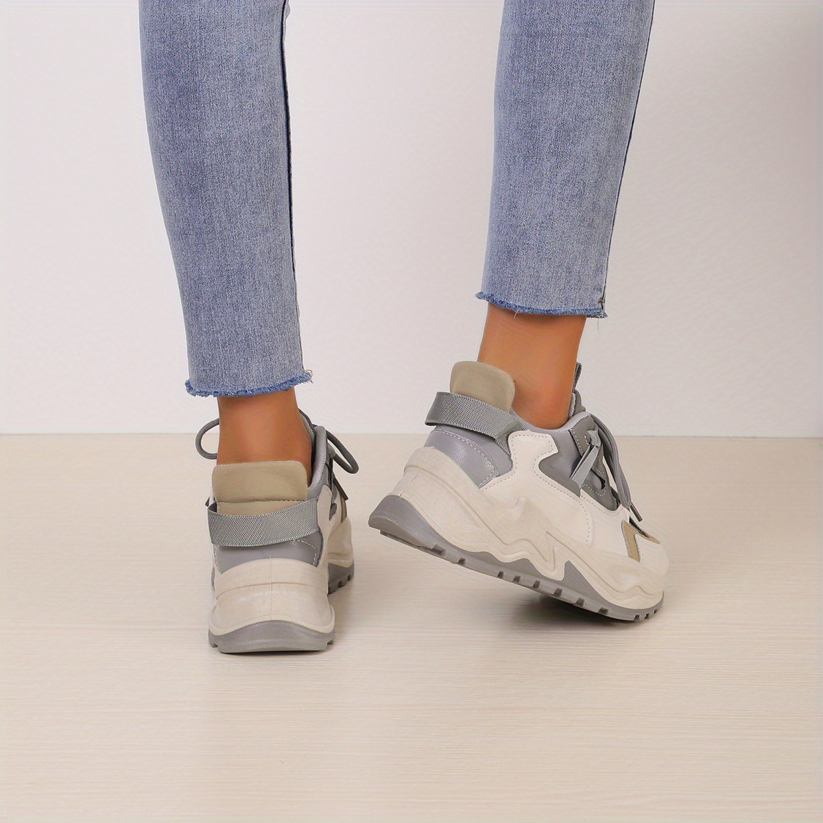 Women's Trendy Chunky Sneakers Colorblock Height Increasing - Temu Belgium