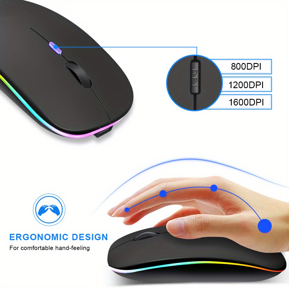 Rechargeable Wireless Mouse Computer Pc Laptop Ipad Tablet - Temu